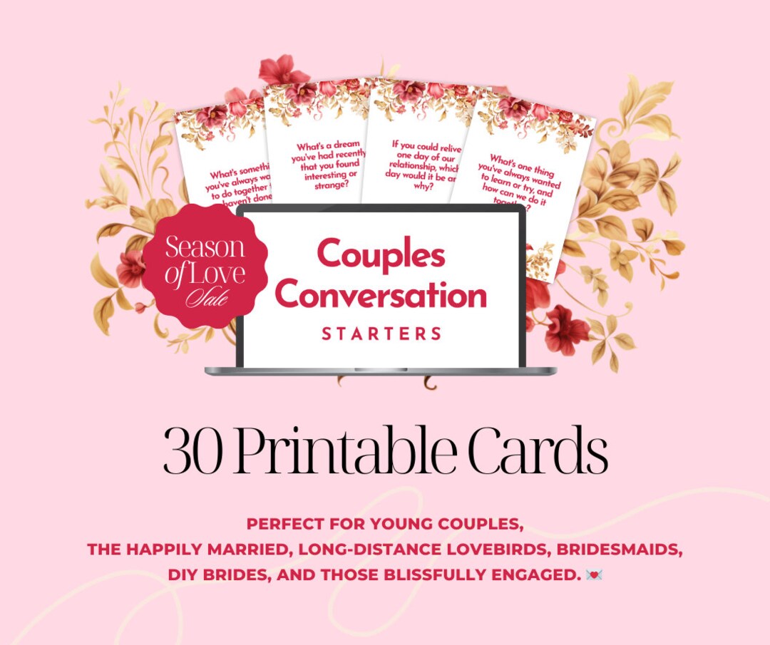 Couples Conversation Starters 30 Printable Cards for Deepening Your ...