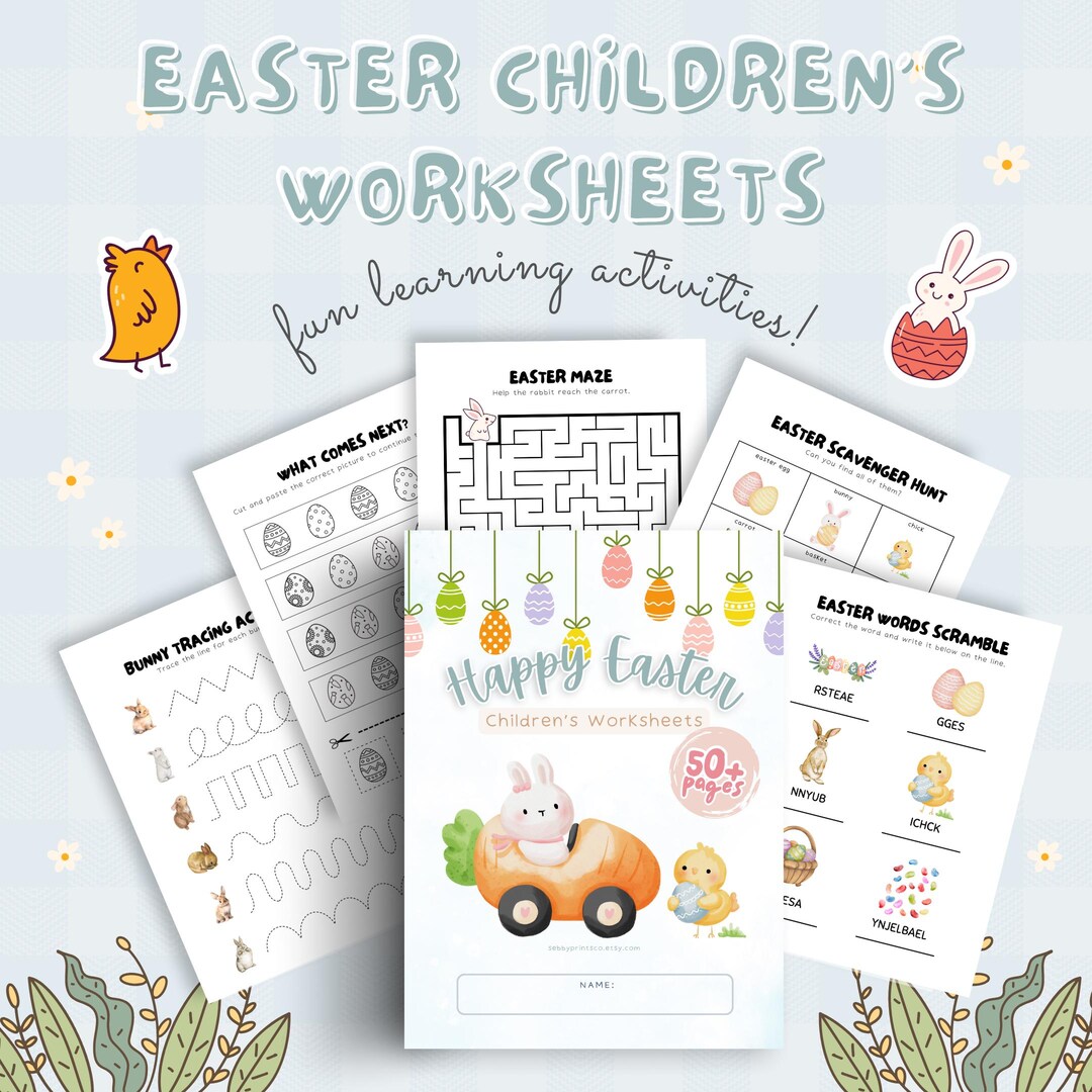 Easter Activity Worksheets for Kids – 50+ Pages of Fun Learning! - Etsy