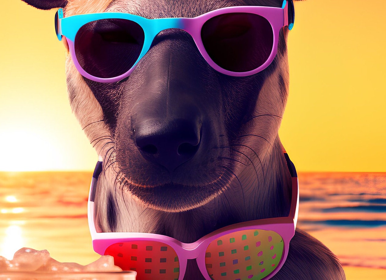 Hyena With Sunglasses Printable Art Coastal Wall Art Modern - Etsy