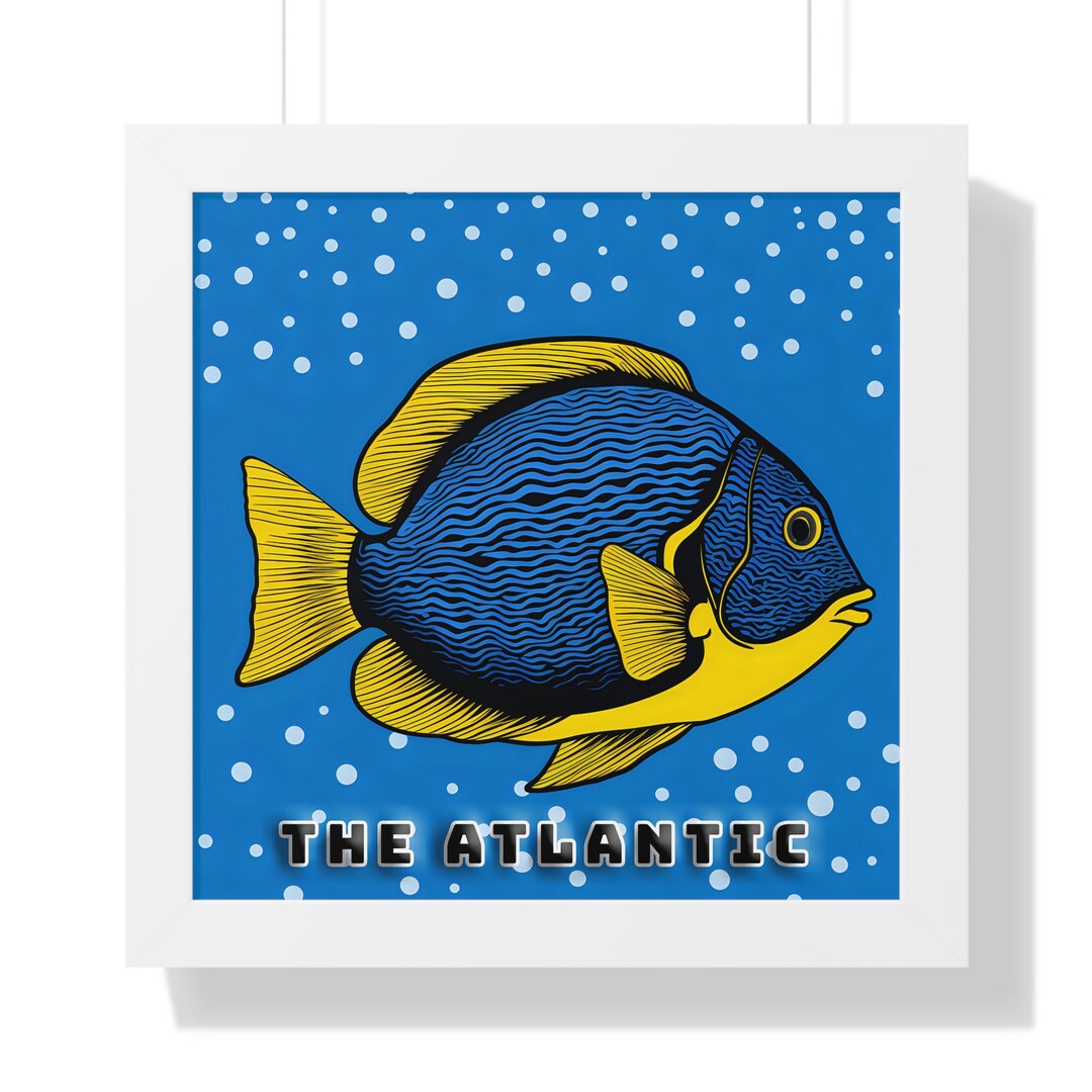 Blue Tang Fish Illustration Wall Art Dots & Water Ocean Wall - Etsy