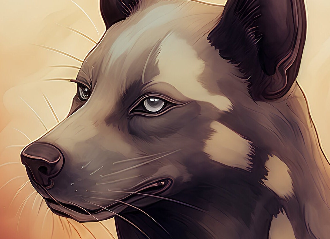 Black Orange Hyena Watercolor Printable Wall Art Modern Home - Etsy