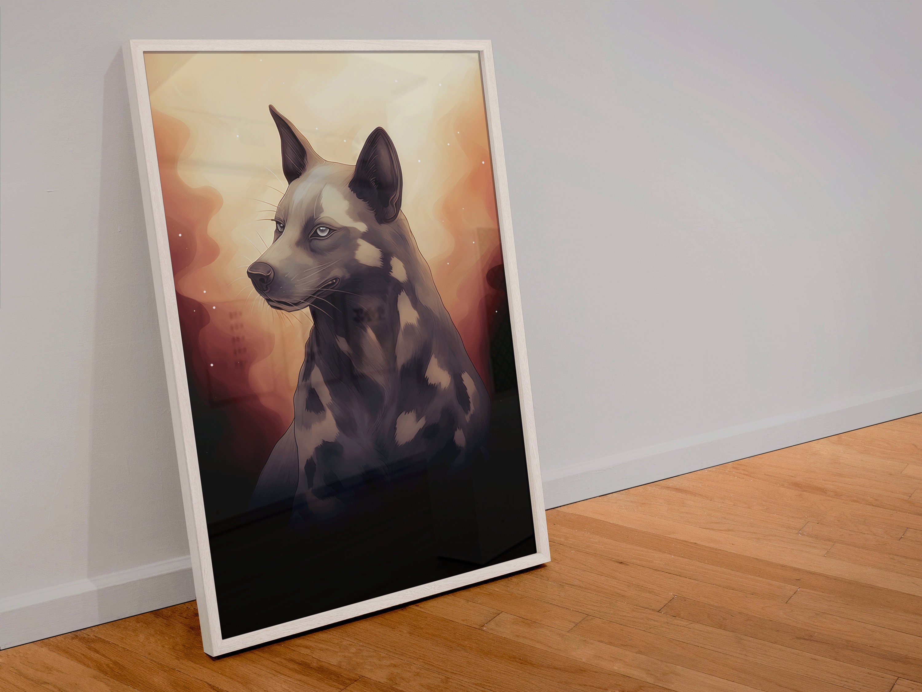 Black Orange Hyena Watercolor Printable Wall Art Modern Home - Etsy