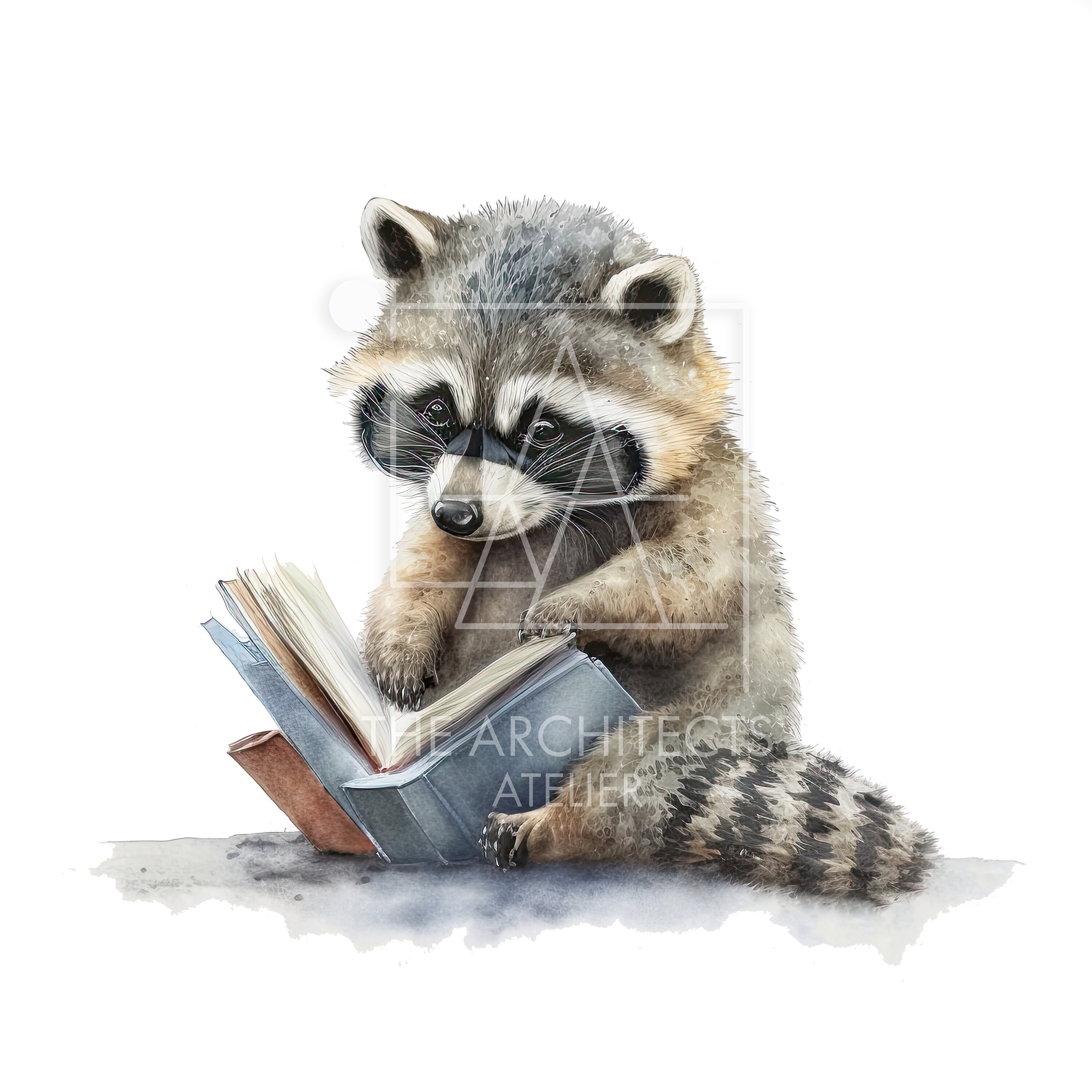 Baby Animals Reading Watercolor 3 Picture Set Digital Download High ...