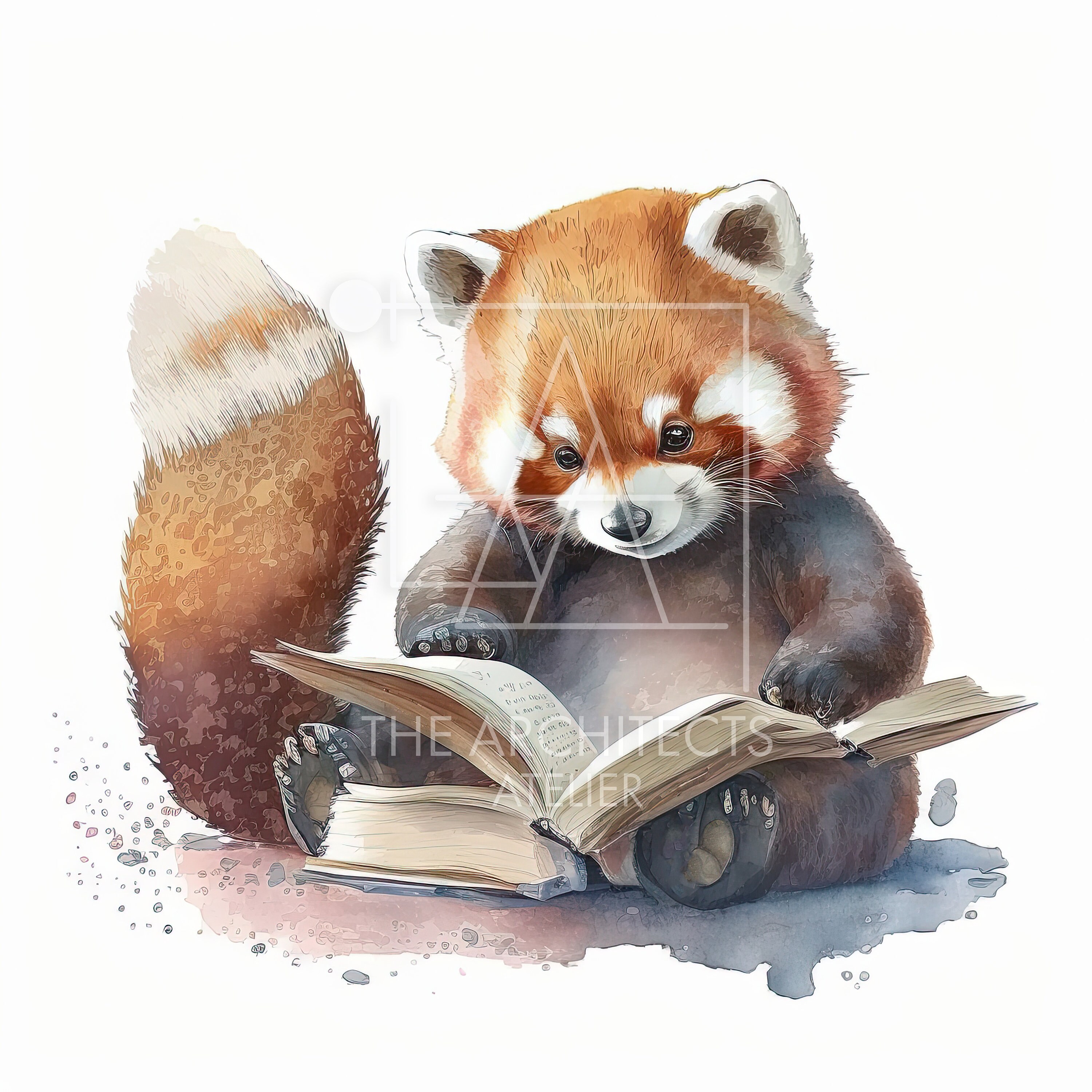 Baby Animals Reading Watercolor 3 Picture Set Digital Download High ...