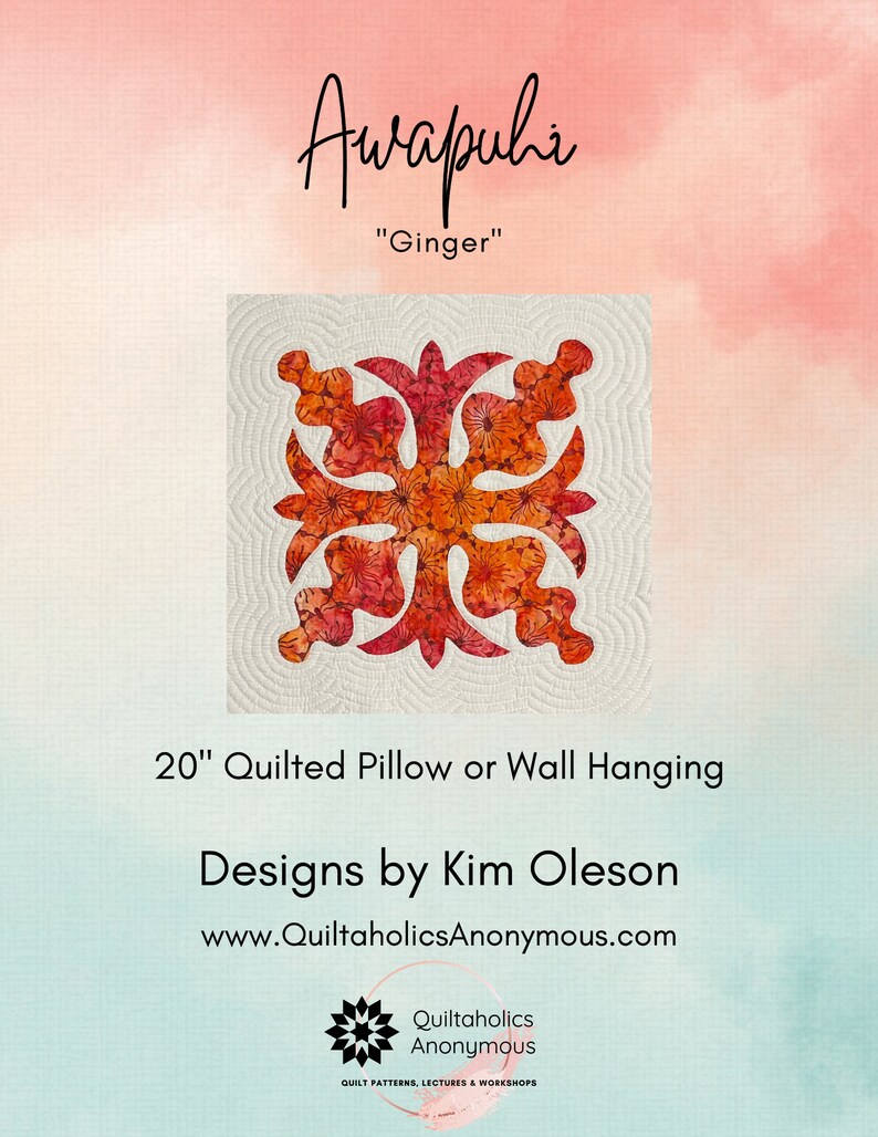 Ginger Hawaiian Applique Quilt Pattern - Etsy