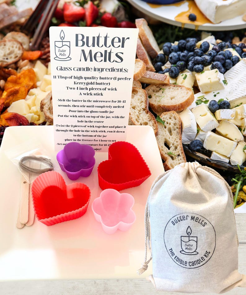 DIY Edible Butter Candle Kit: Heart and Flower Bundle Kit, Creative ...
