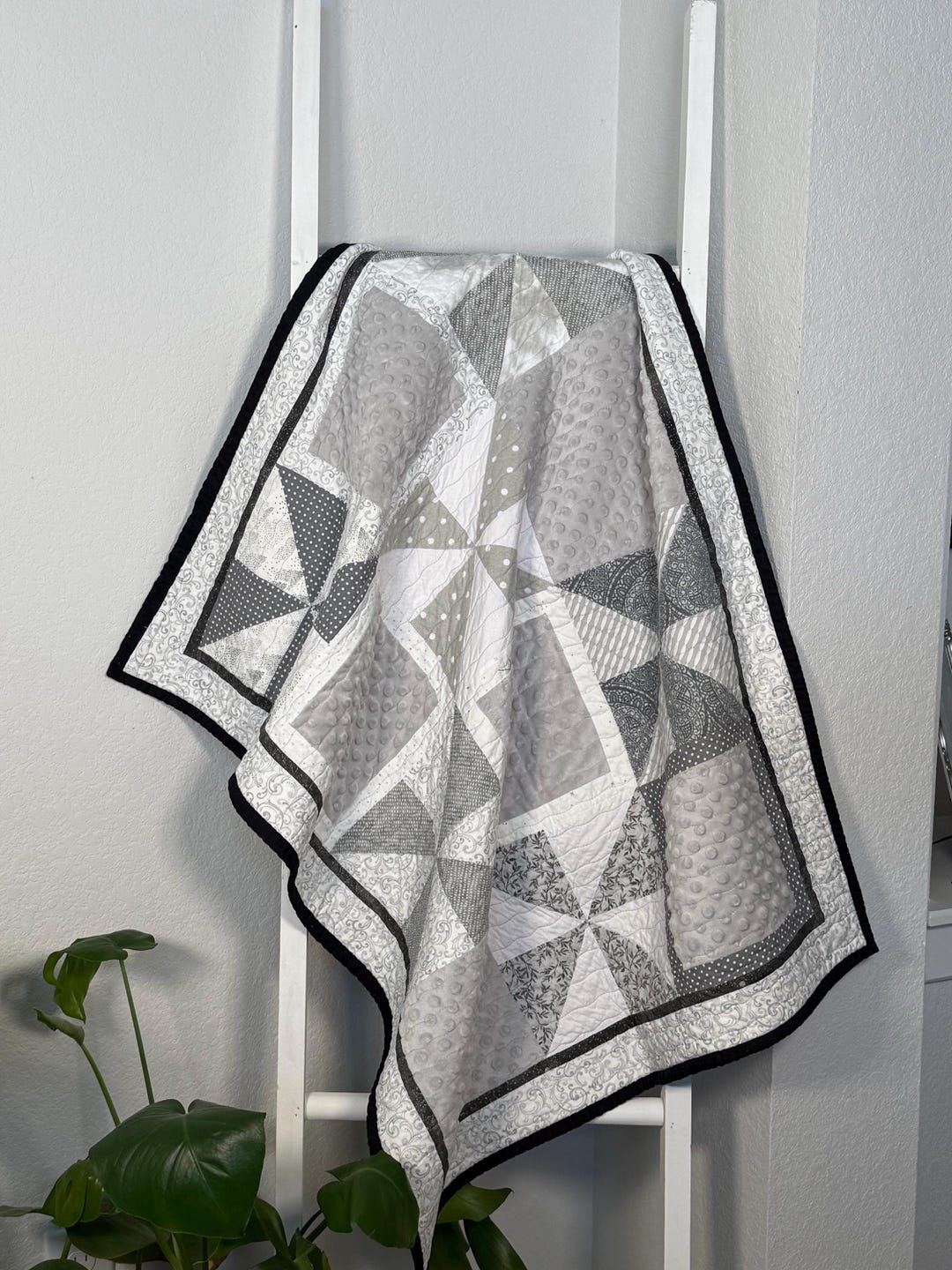 Handmade Baby Quilt Gray and White Patchwork 33x43 - Etsy
