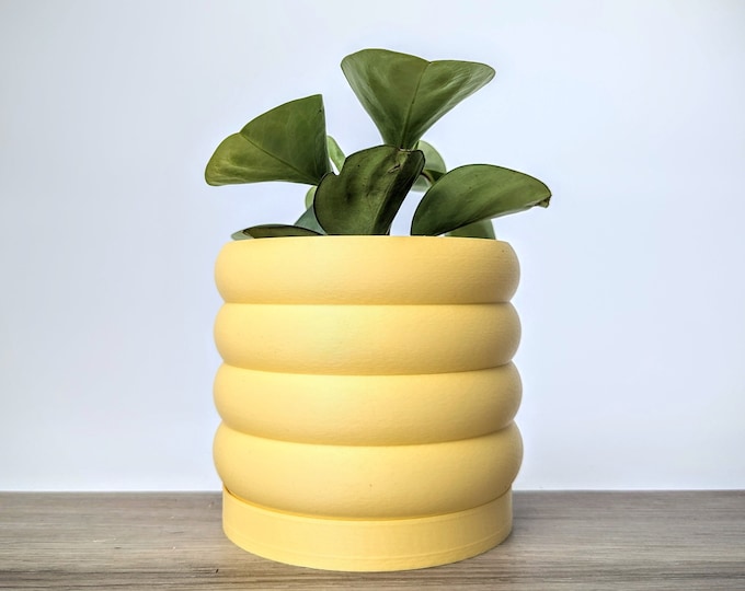 Light Pastel Yellow Pot, Rainbow Planter With Drainage Tray, Apartment ...