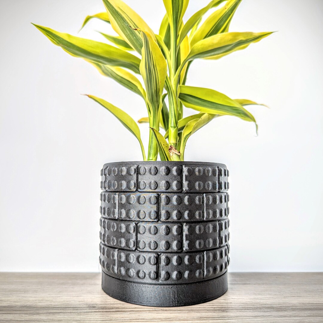 Matte Black Planter, Brick Pot With Drainage, Made From an Eco-friendly ...
