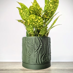 Dark Green Olive Pot, Ripple Planter With Drainage, Made From an Eco ...