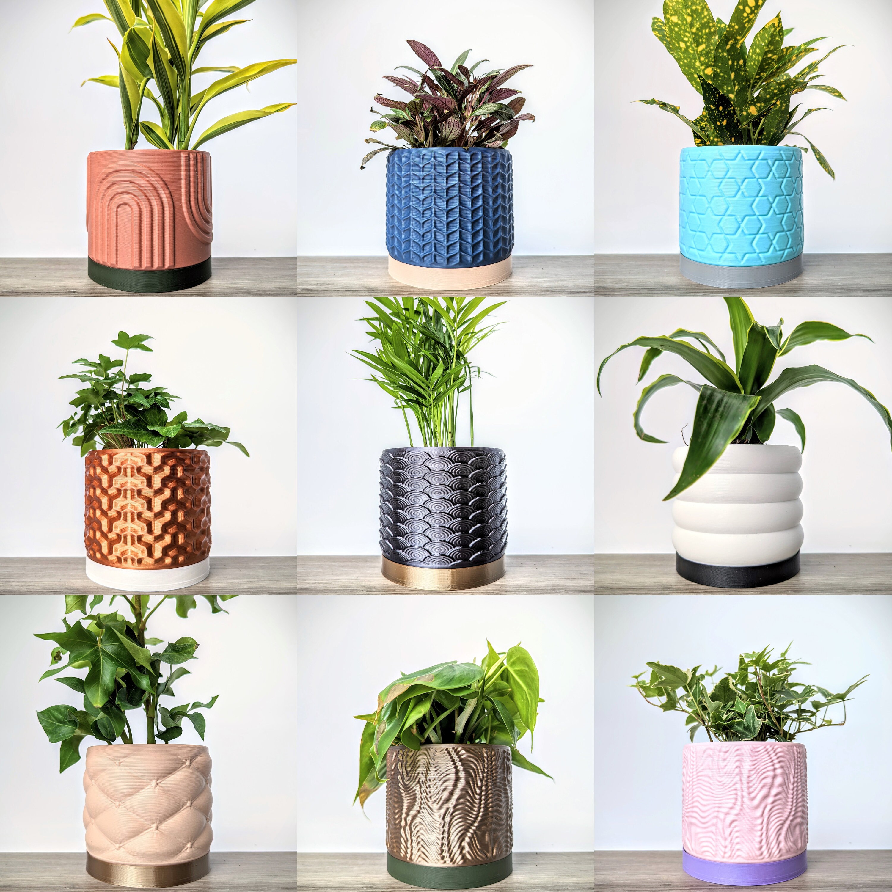 Matte White Planter Modern Plant Pot With Drain Tray Mix and - Etsy