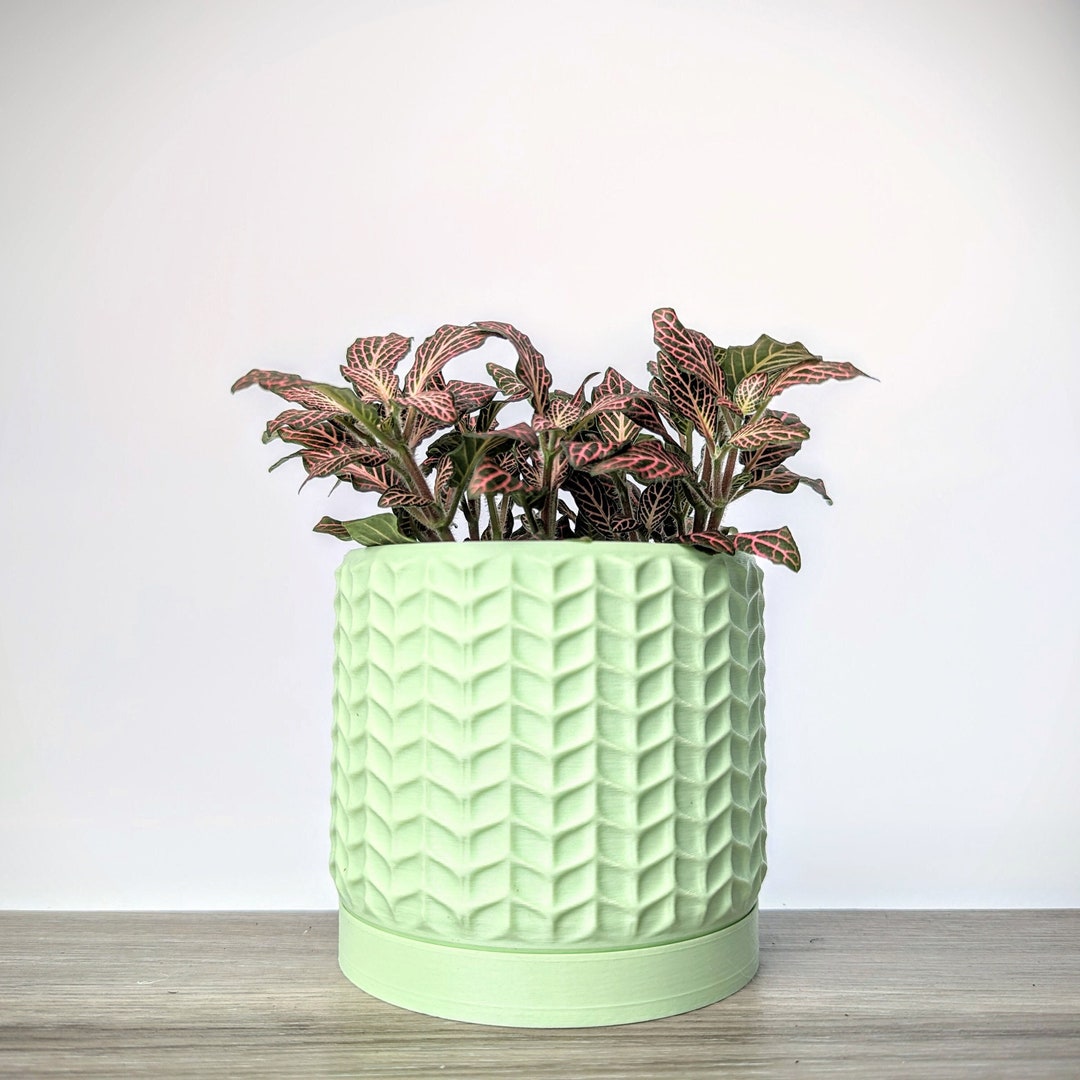 Light Pastel Green Planter, Modern Plant Pot With Drain Tray, Minimal ...