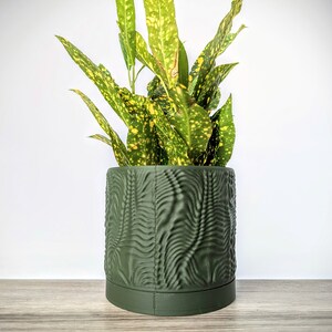 Dark Green Olive Pot, Ripple Planter With Drainage, Made From an Eco ...