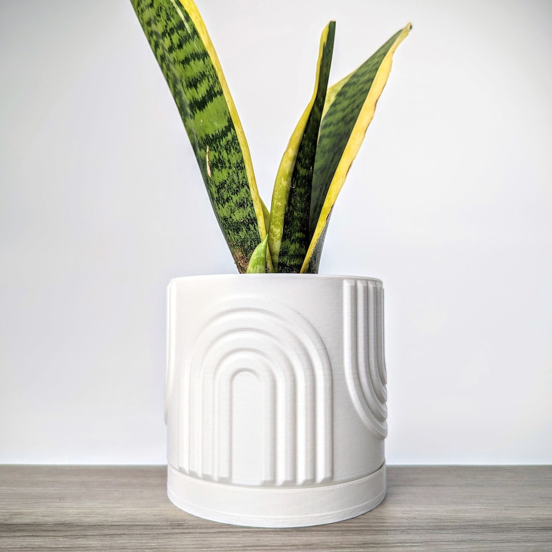 Matte White Plant Pot, Rainbow Planter With Drainage, Made From an Eco ...
