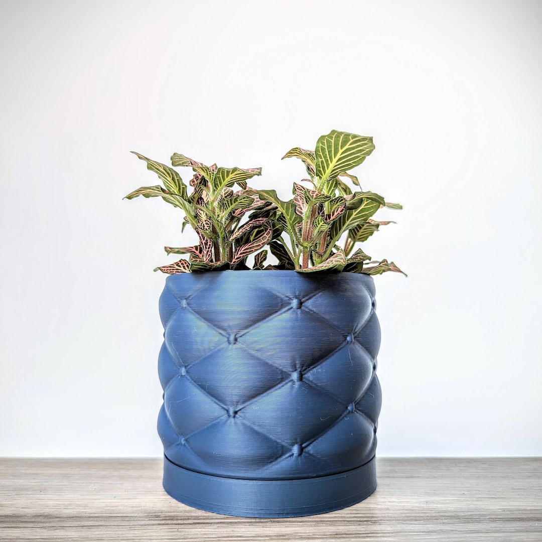 Dark Blue Navy Pot, Pillow Planter With Drainage Tray, Made From an Eco ...