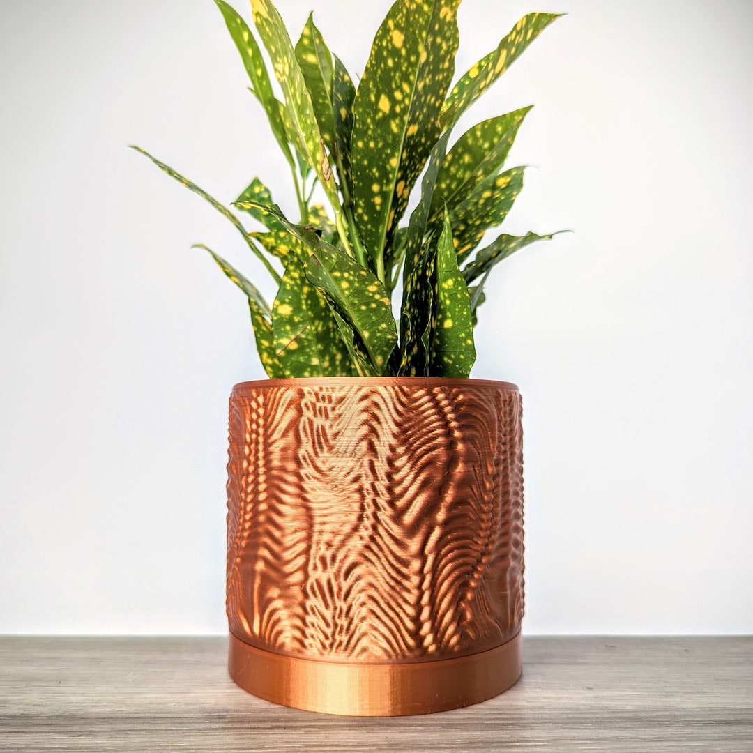 Copper Plant Pot, Ripple Planter With Drain Tray, Made From an Eco ...