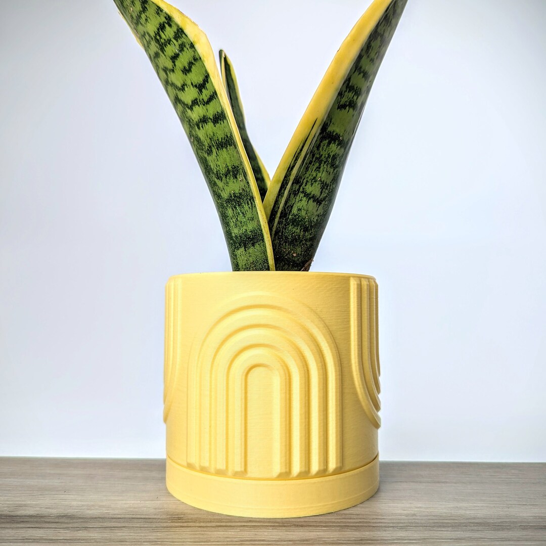 Light Pastel Yellow Pot, Rainbow Planter With Drainage Tray, Apartment ...