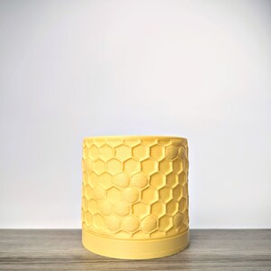 Light Pastel Yellow Pot, Honeycomb Planter With Drainage Tray, Made ...