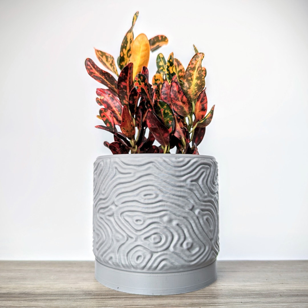 Light Gray Pot, Coral Maze Planter With Drainage Tray, Made From an Eco ...