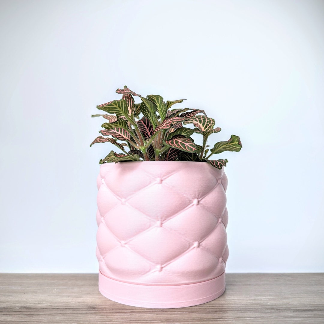 Light Pastel Pink Pot, Pillow Planter With Drain Tray, Different Tray ...