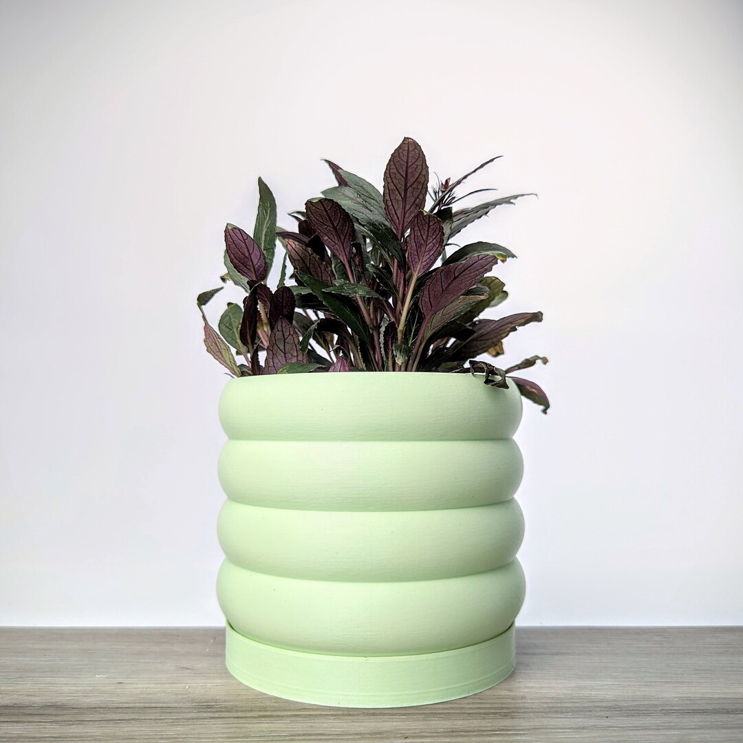 Light Pastel Green Planter, Bubble Plant Pot With Drainage, Apartment ...