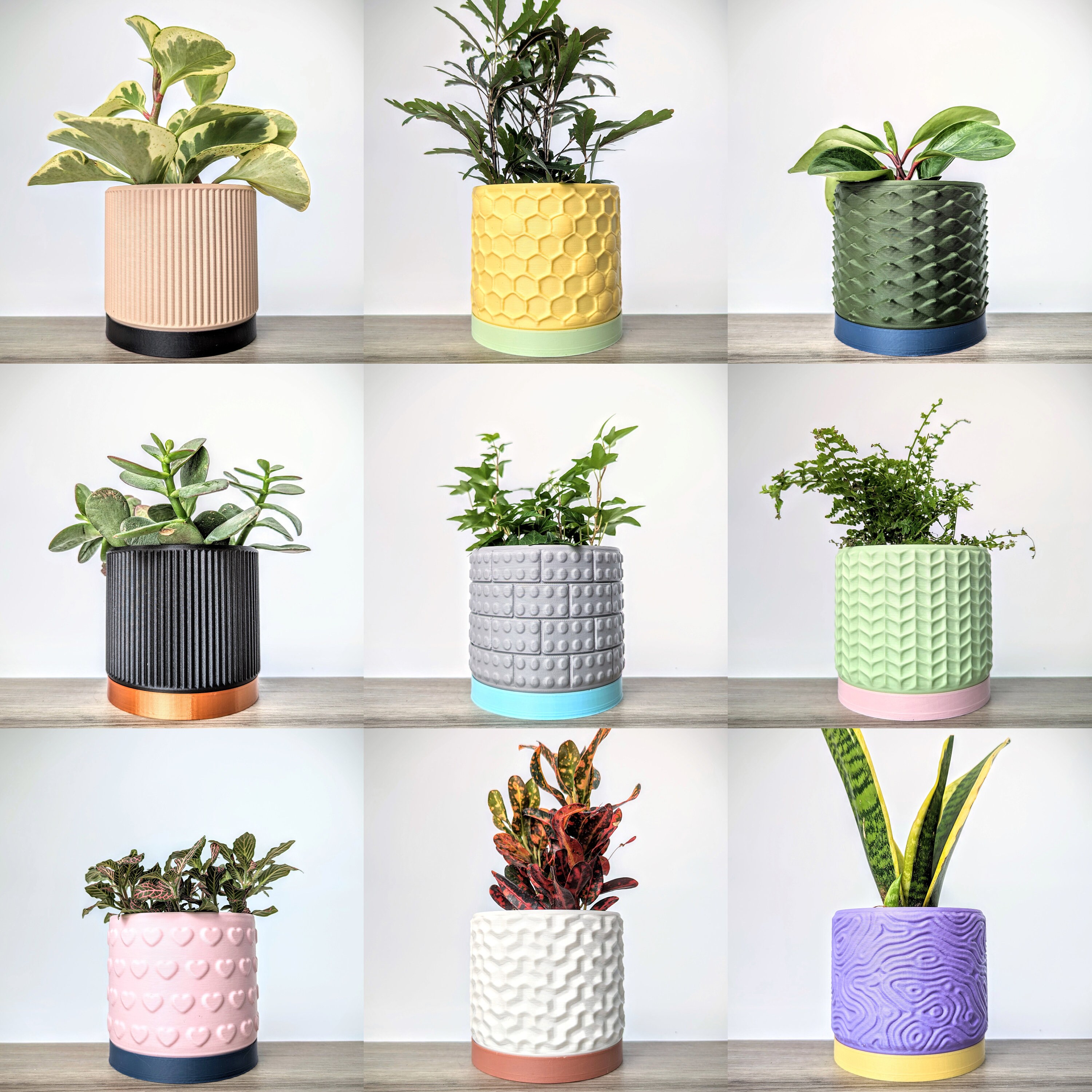 Dark Green Olive Pot, Pillow Planter With Drainage, Mix and Match Pot ...