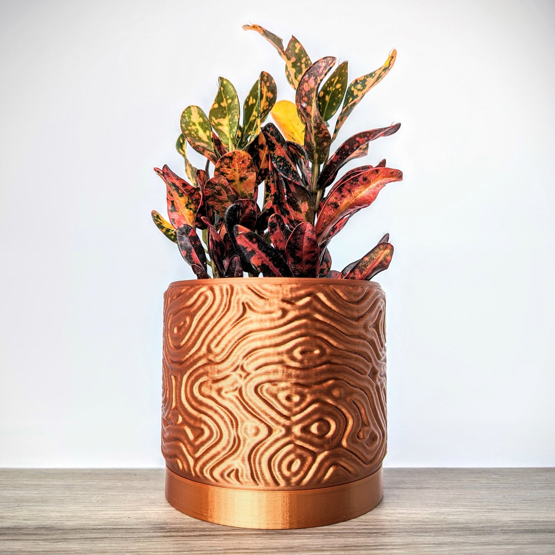 Copper Red Pot, Coral Maze Planter With Drainage Tray, Made From an Eco ...