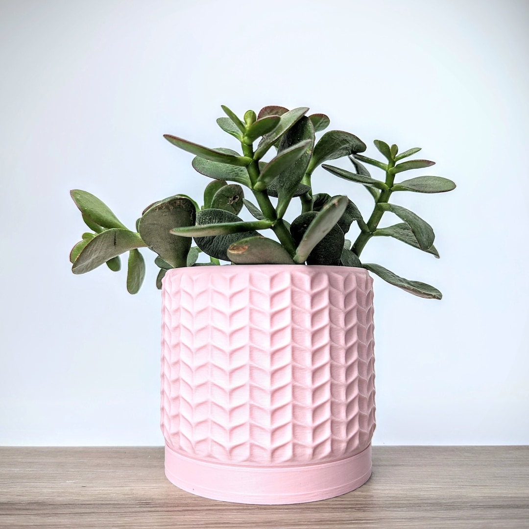 Light Pastel Pink Pot, Modern Planter With Drain Tray, Mix and Match ...