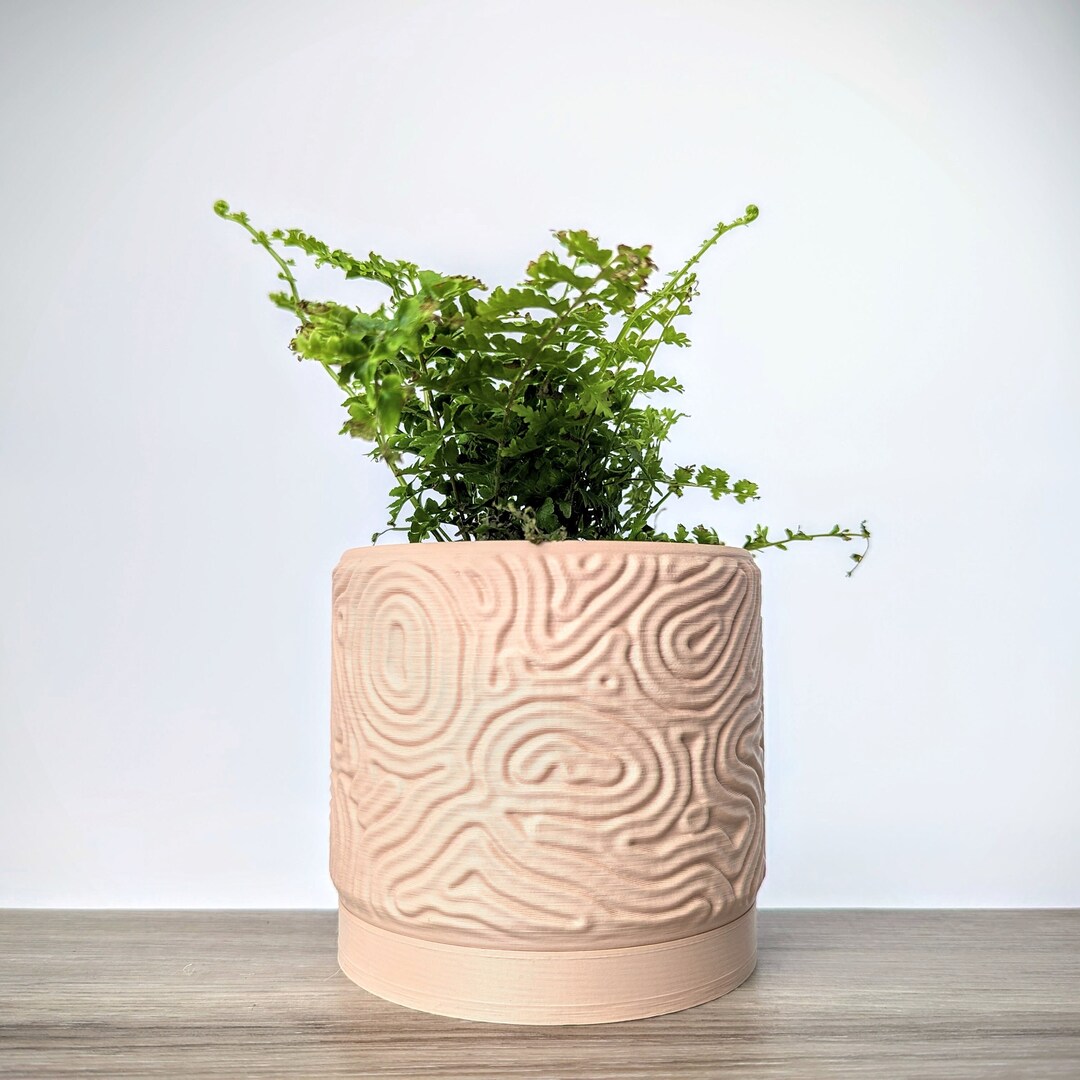 Tan Beige Pot, Coral Maze Planter With Drainage Tray, Made From an Eco ...