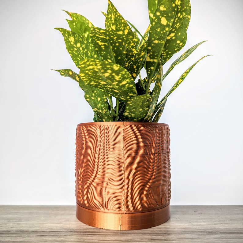 Copper Plant Pot Ripple Planter With Drain Tray - Etsy