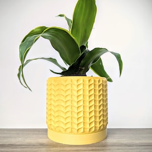 Light Pastel Yellow Planter, Modern Plant Pot With Drain Tray, Minimal ...