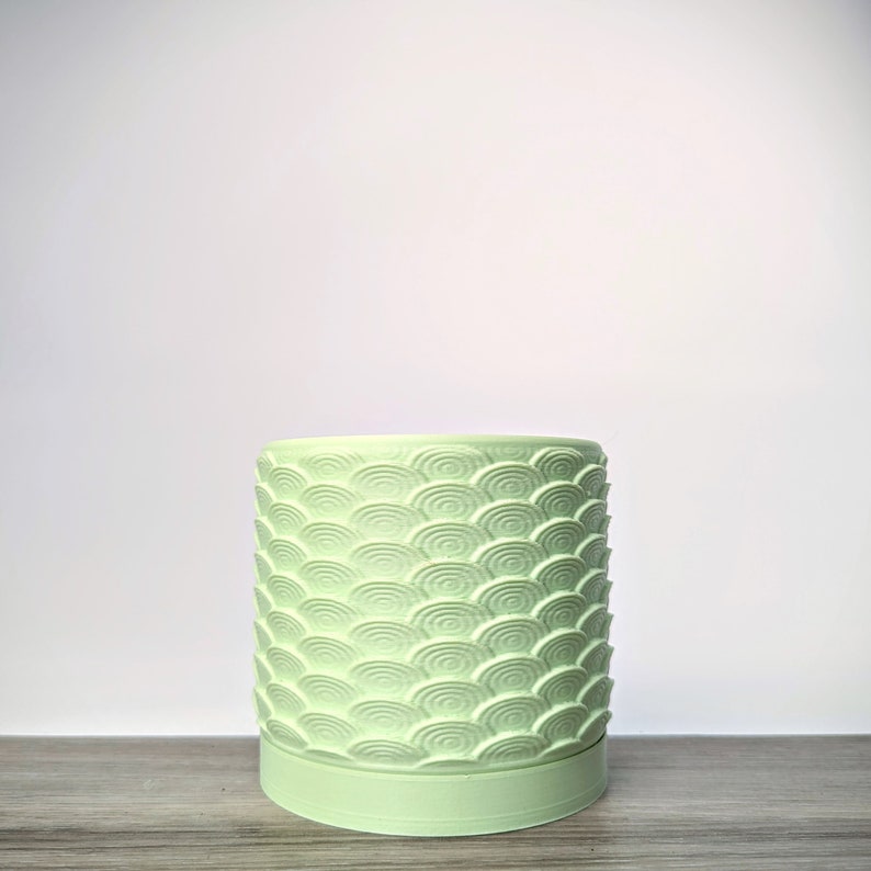 Light Pastel Green Pot, Clouds Pattern Planter With Drainage Tray, Made ...