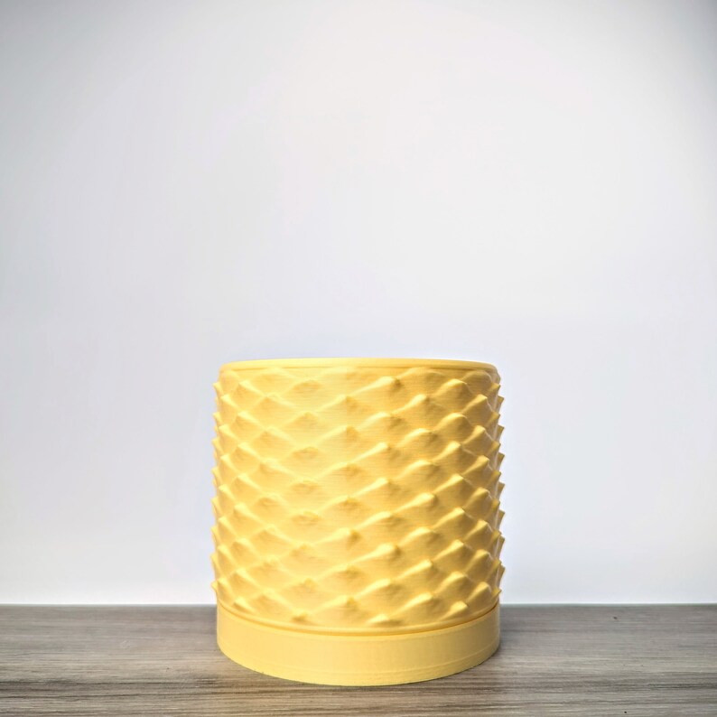 Light Pastel Yellow Pot, Dragon Scale Planter With Drainage Tray, Made ...
