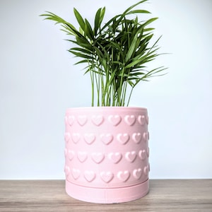 Light Pastel Pink Planter | Heart Plant Pot With Drain Tray | Cute ...