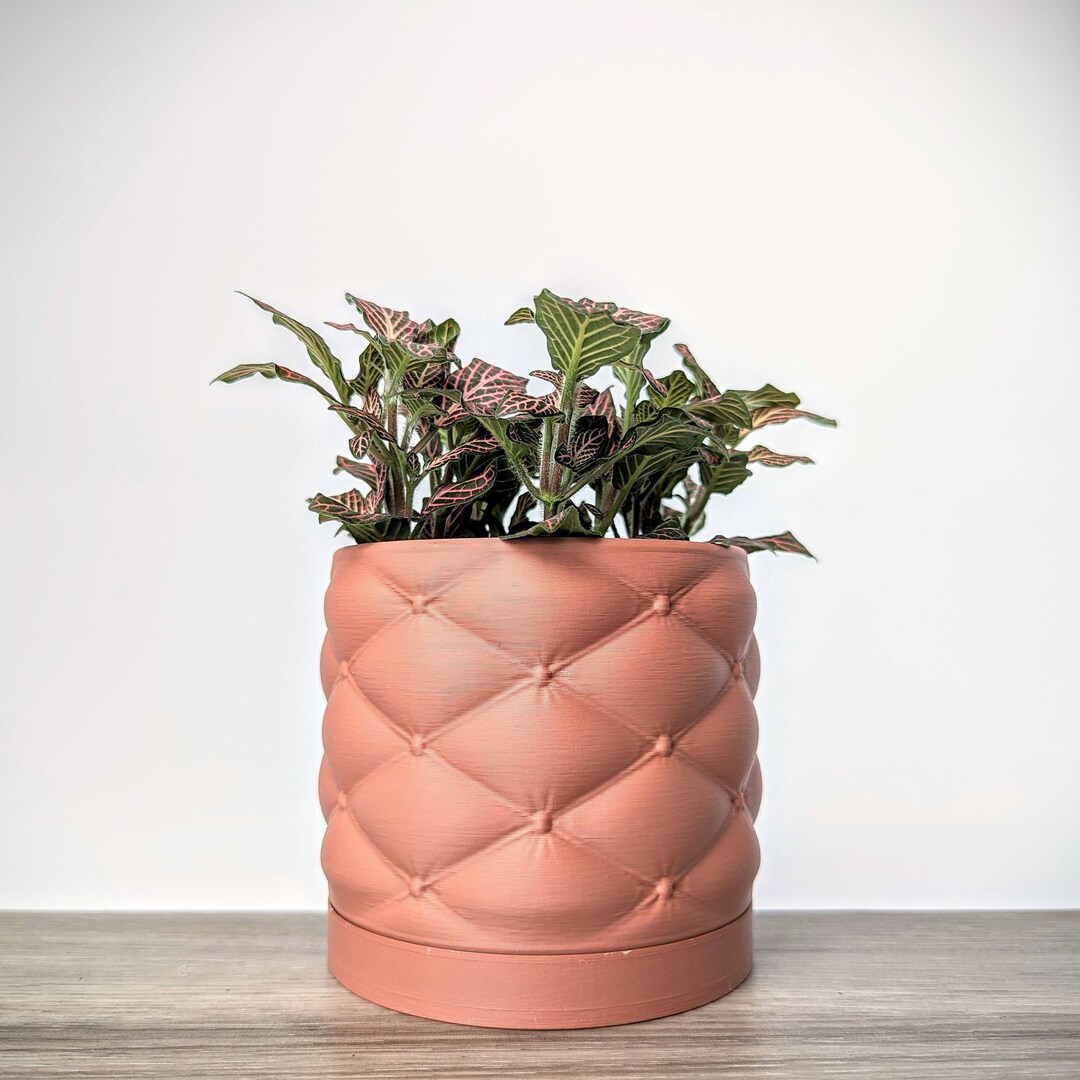 Pillow Plant Pot in Terracotta Pink With Drain Tray, Made From an Eco ...