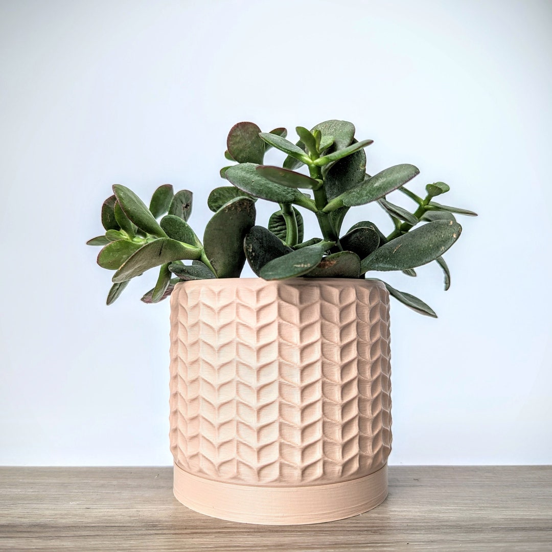 Tan Beige Plant Pot, Modern Planter With Drain Tray, Minimal Planters ...