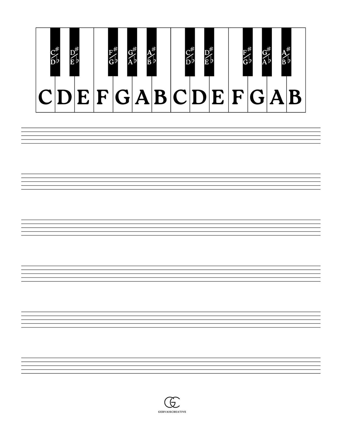 Music Theory Half Step Counting Staff Paper - Etsy