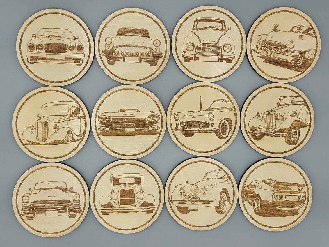 Vintage Car Laser Engraved Coasters - Etsy