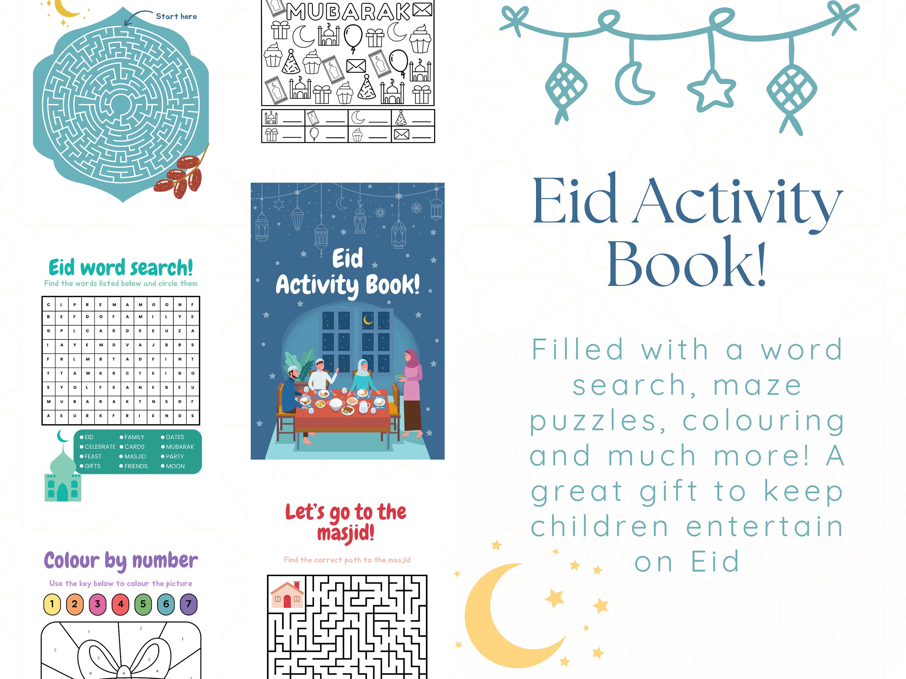 Eid Activity Book, Puzzles, Colouring, Children's Activity Book, Kids ...