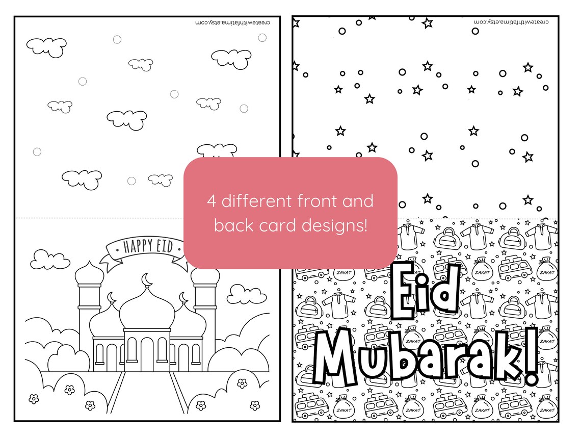 Eid Printable Colour-in Card, Printable Colour Your Own Eid Card - Etsy