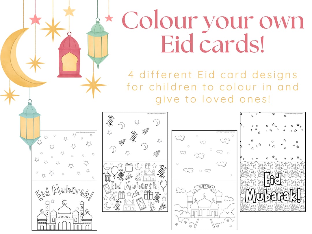 Eid Printable Colour-in Card, Printable Colour Your Own Eid Card - Etsy