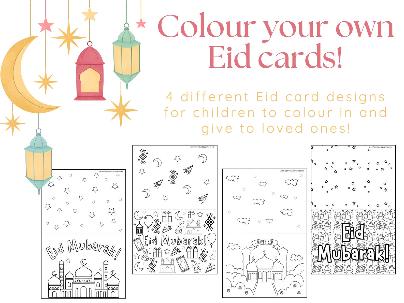 Eid Printable Colour-in Card, Printable Colour Your Own Eid Card - Etsy