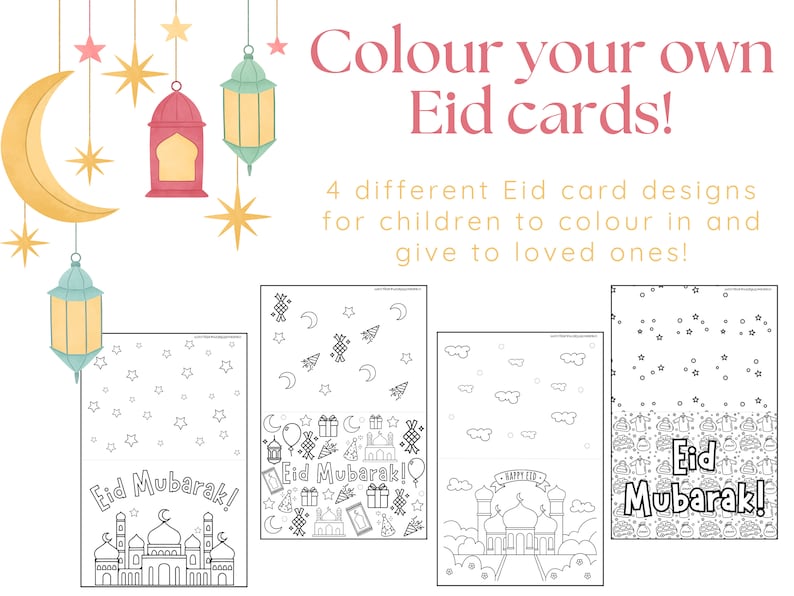 Eid Printable Colour-in Card, Printable Colour Your Own Eid Card - Etsy
