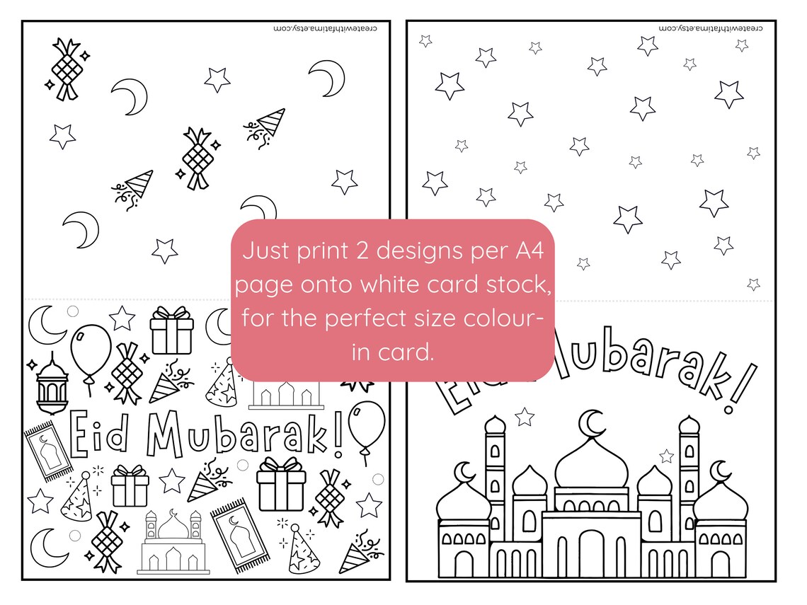 Eid Printable Colour-in Card, Printable Colour Your Own Eid Card - Etsy