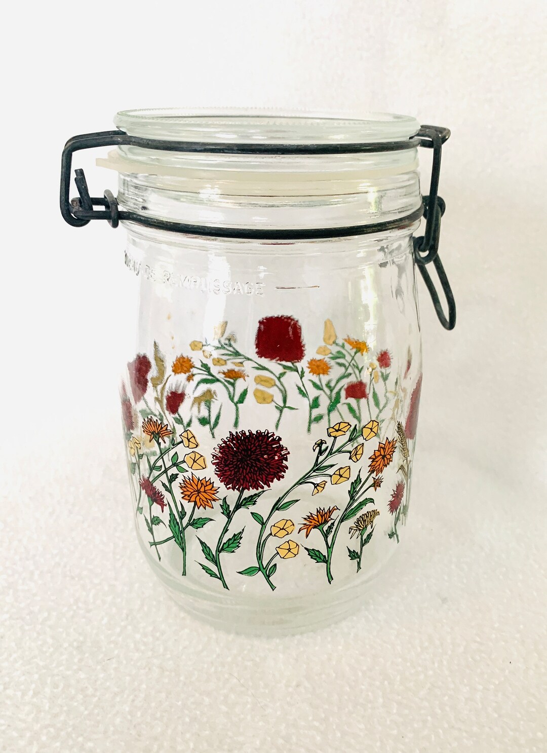 Unique Glass Container Decorated With Wildflowers. Mason Jar - Etsy