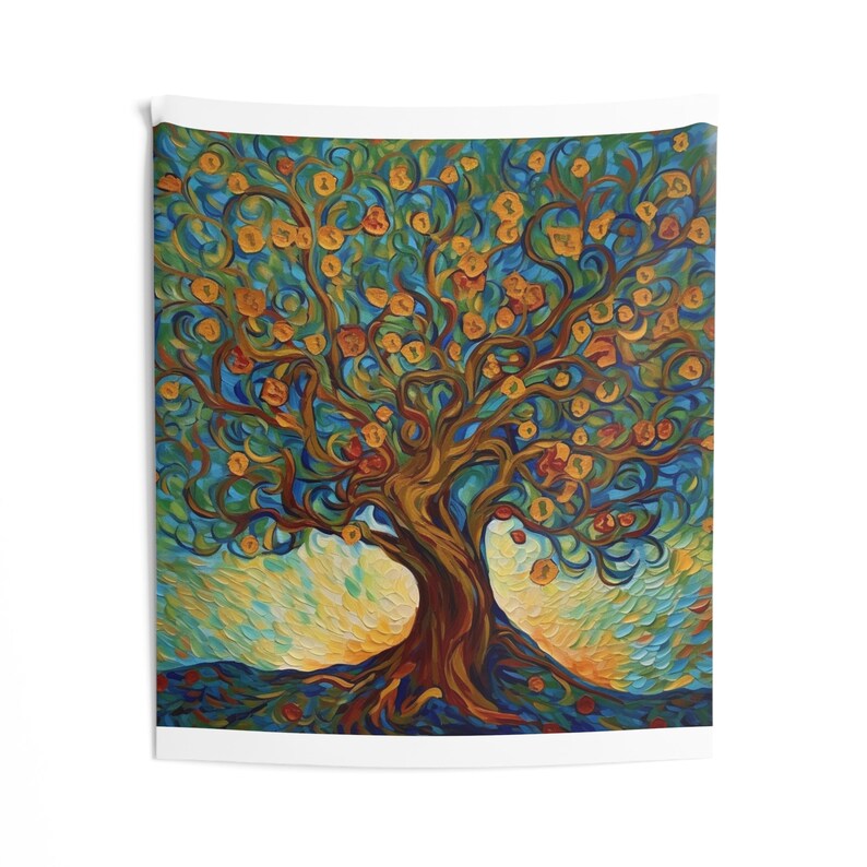 Van Gogh Style Tree of Life Beach Throw Blanket Beach or Picnic Blanket ...