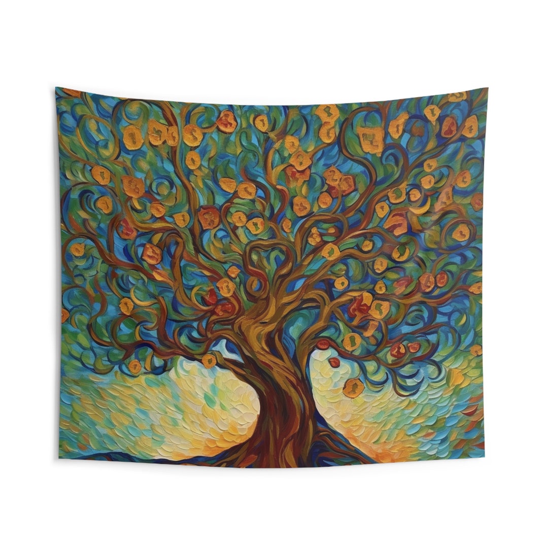 Van Gogh Style Tree of Life Beach Throw Blanket Beach or - Etsy