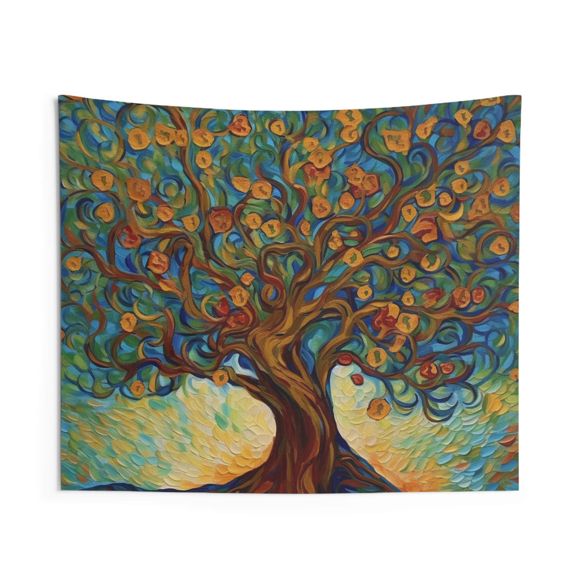 Van Gogh Style Tree of Life Beach Throw Blanket Beach or Picnic Blanket ...