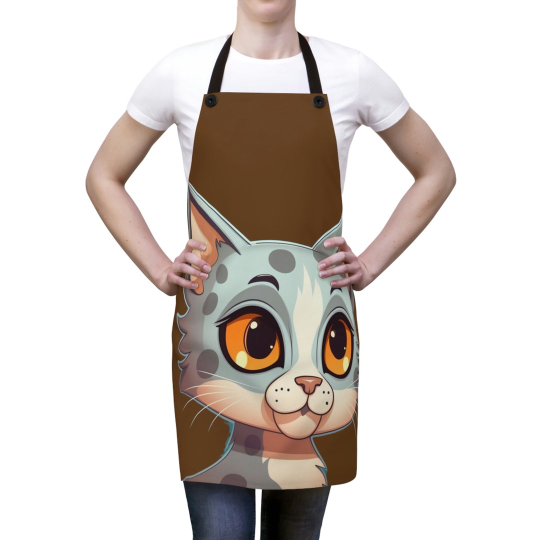 Cartoon Cat Apron 100% Polyester Cooking Durable Kitchen Cookout Gift ...