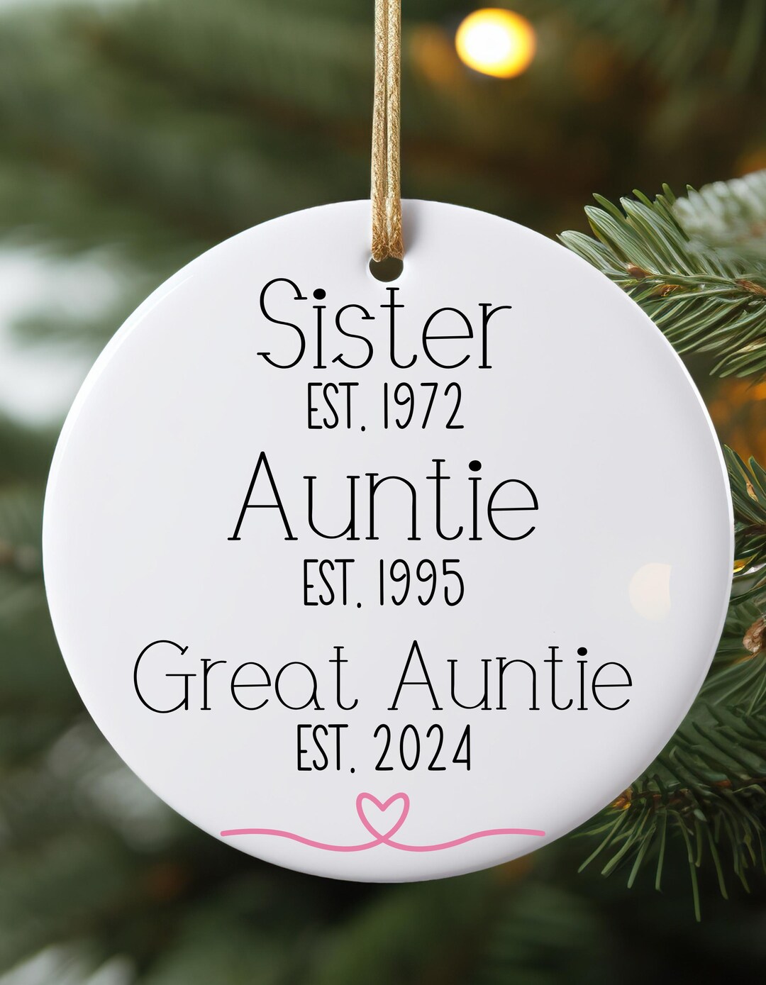 Sister Auntie Great Auntie Personalized Xmas Tree, Gift, Decoration ...